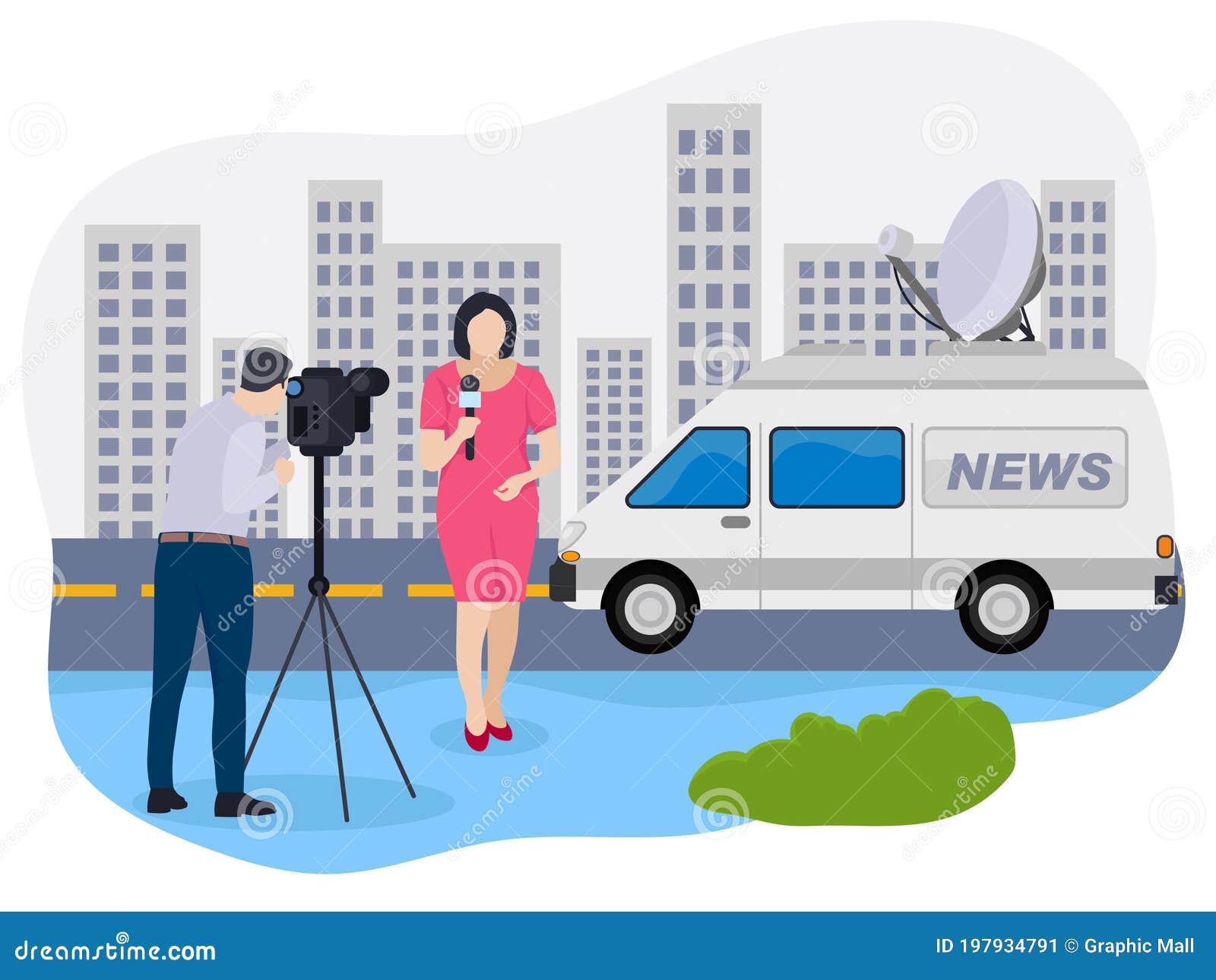 Female News Reporter Reporting News Stock Illustration - Illustration ...