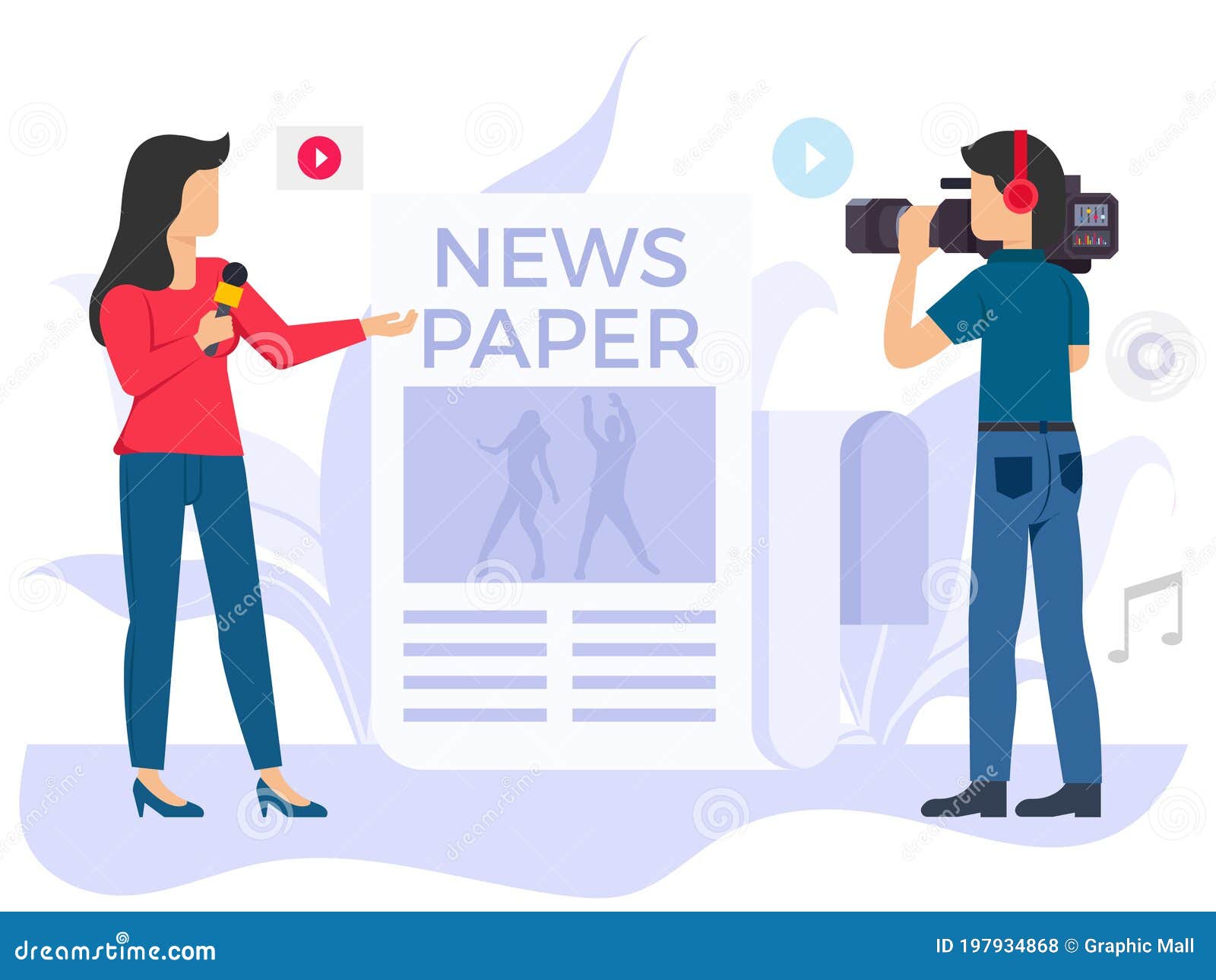 Female Reporter Doing News Reporting Stock Vector - Illustration of ...