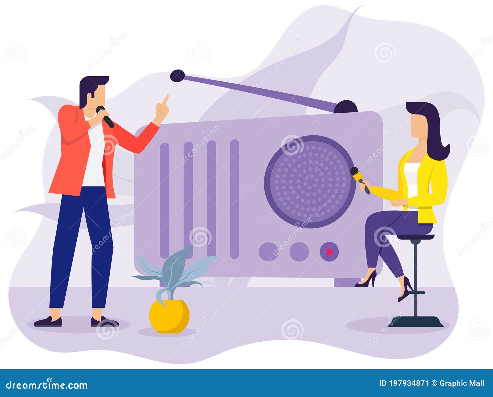 Male Anchor Presenting News Stock Vector - Illustration of videographer ...