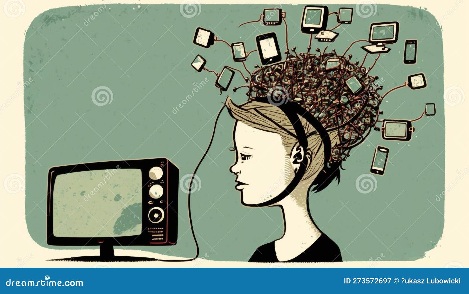 Media Addiction Concept Illustration Stock Illustration - Illustration ...