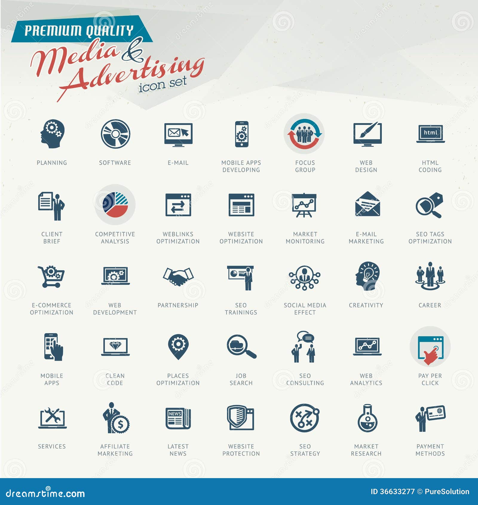 Media and Advertising Icon Set Stock Vector - Illustration of abstract ...