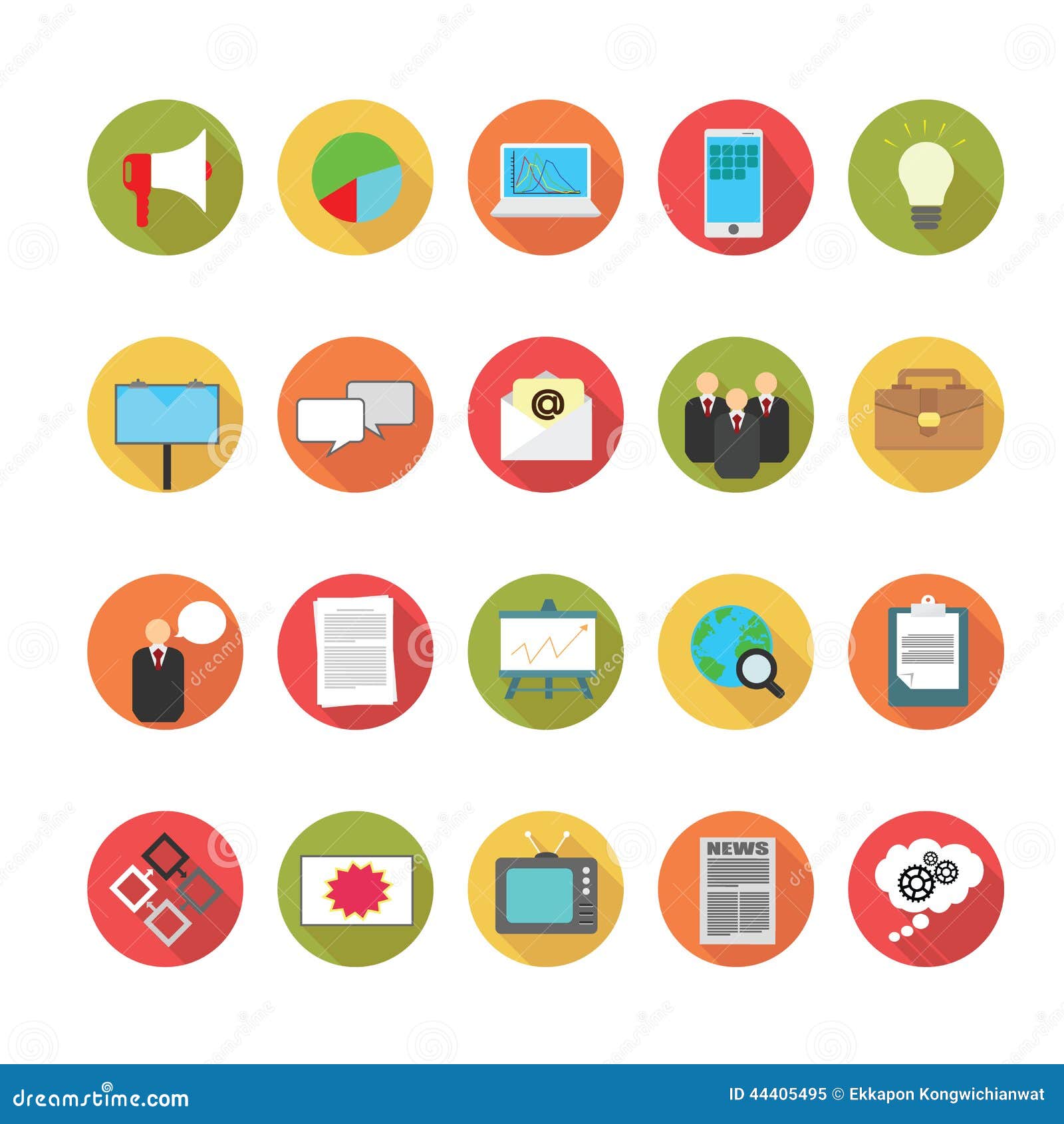 Media and Advertising Icons Set. Stock Illustration - Illustration of ...