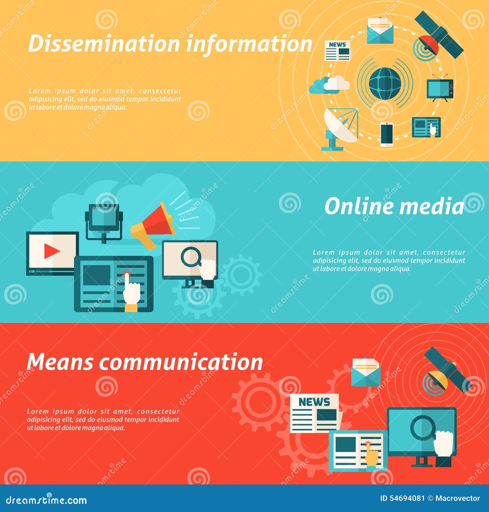 Media Banner Set stock vector. Illustration of bubbles - 54694081