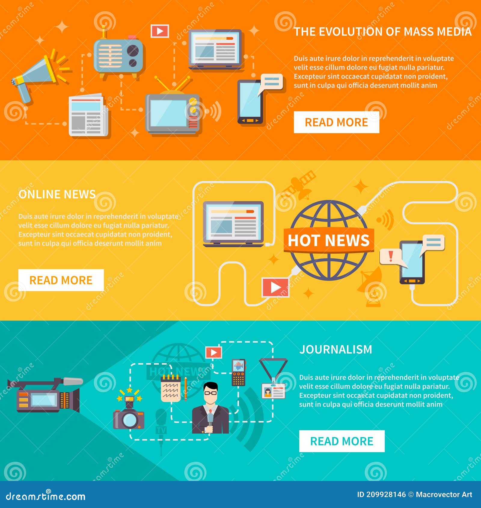 Media Banners Set stock vector. Illustration of banner - 209928146