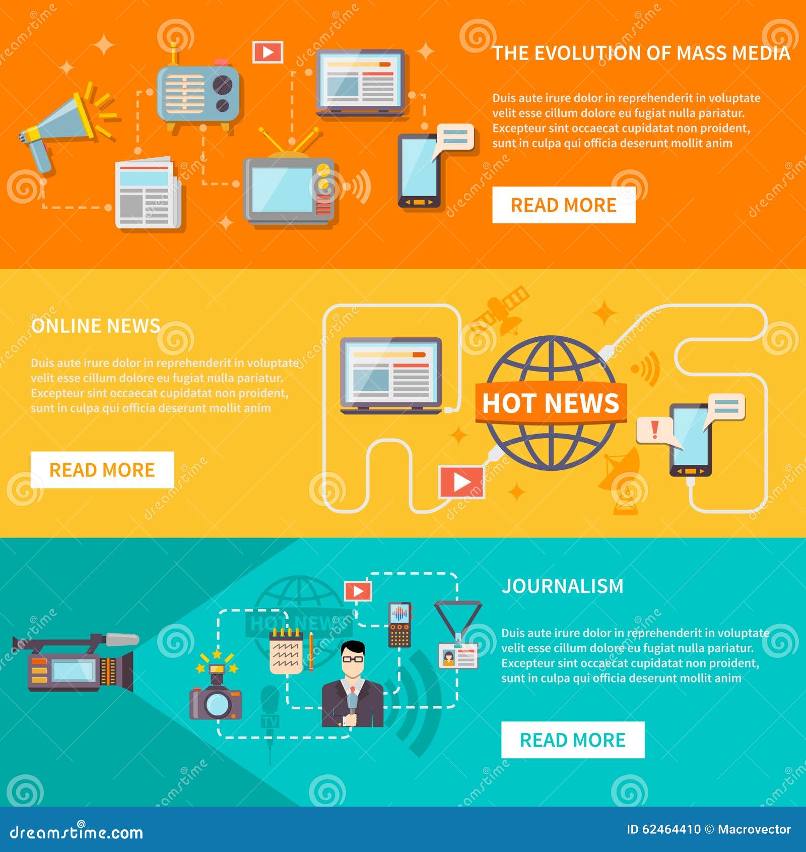 Media Banners Set stock vector. Illustration of channel - 62464410