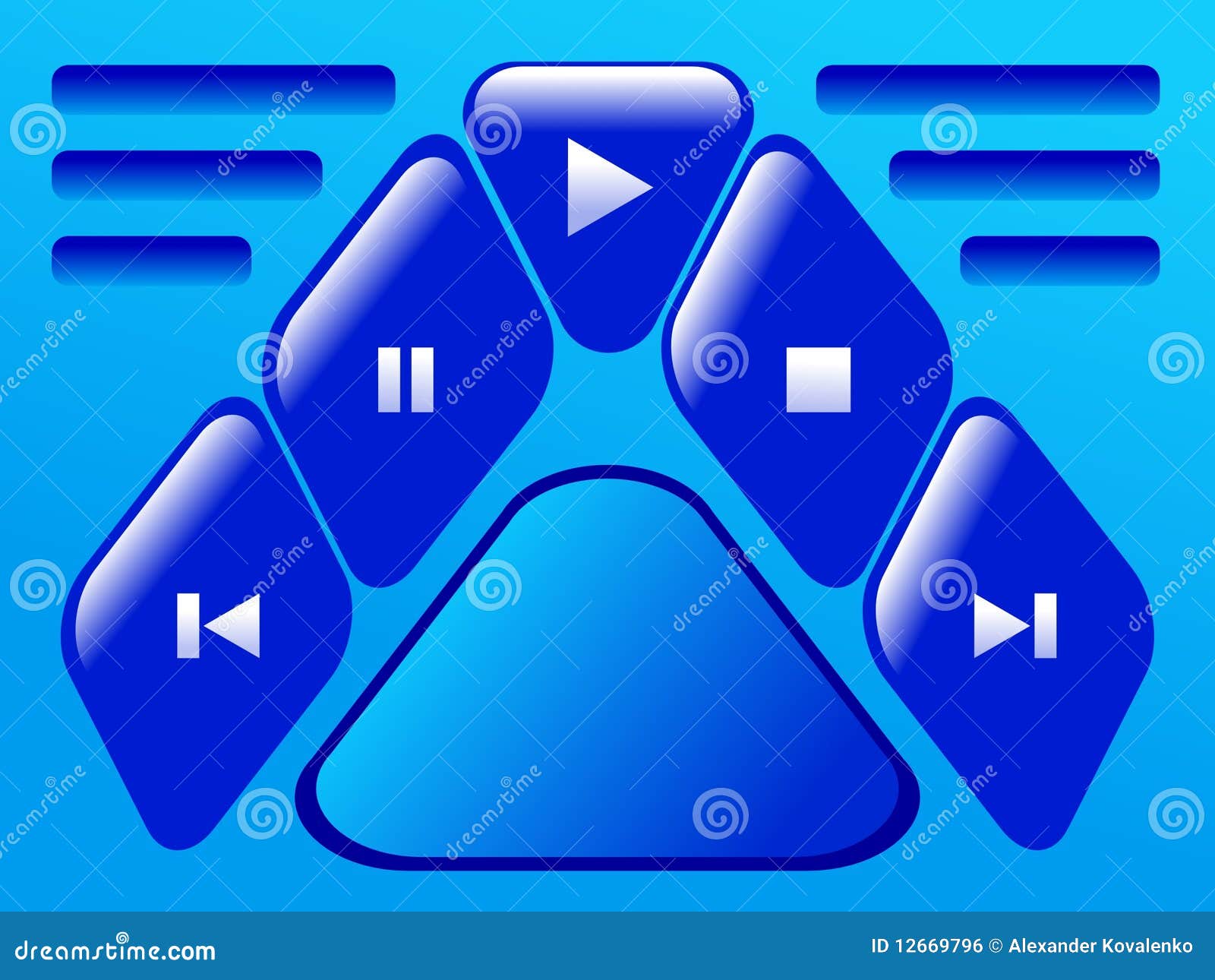 Media bar stock vector. Illustration of next, glass, button - 12669796