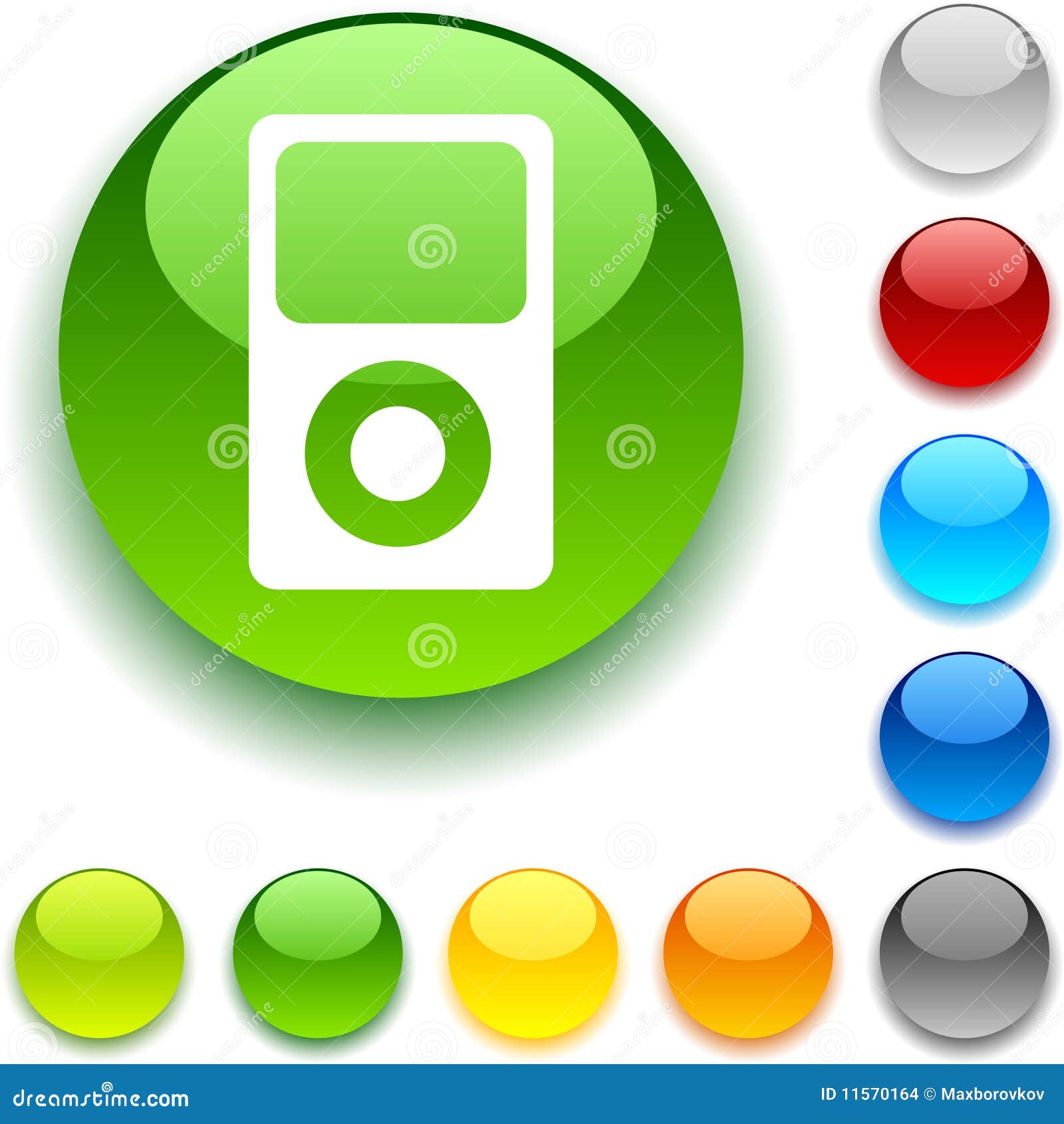 Media button. stock vector. Illustration of gray, icons - 11570164