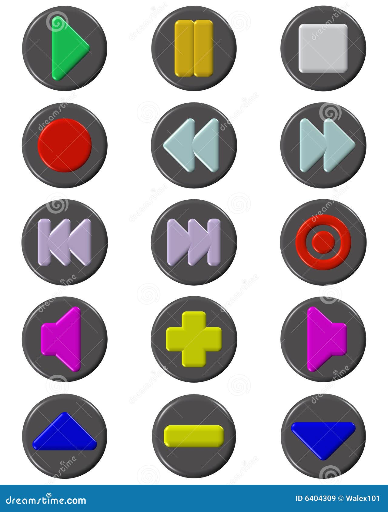 Media button set stock illustration. Illustration of media - 6404309