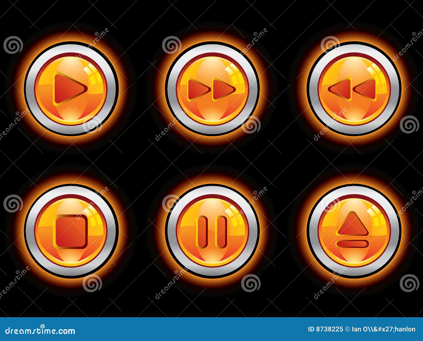 Media button set stock vector. Illustration of metallic - 8738225