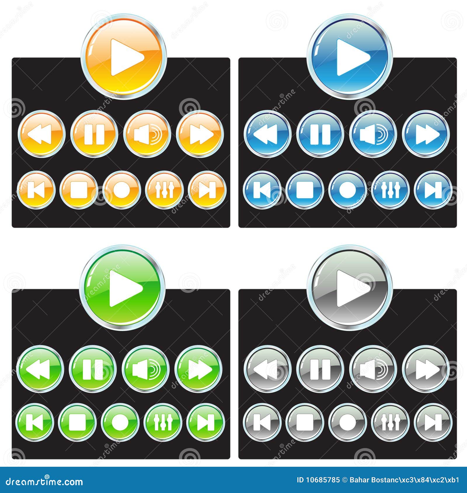 Media buttons stock vector. Illustration of next, player - 10685785