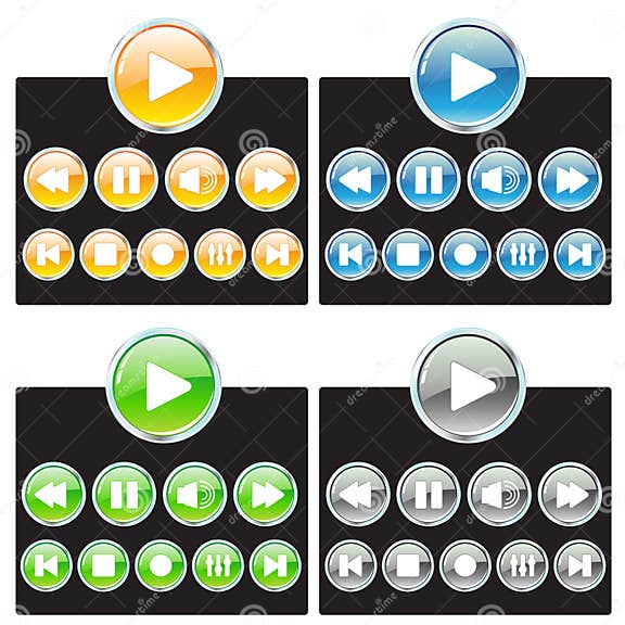 Media buttons stock vector. Illustration of next, player - 10685785