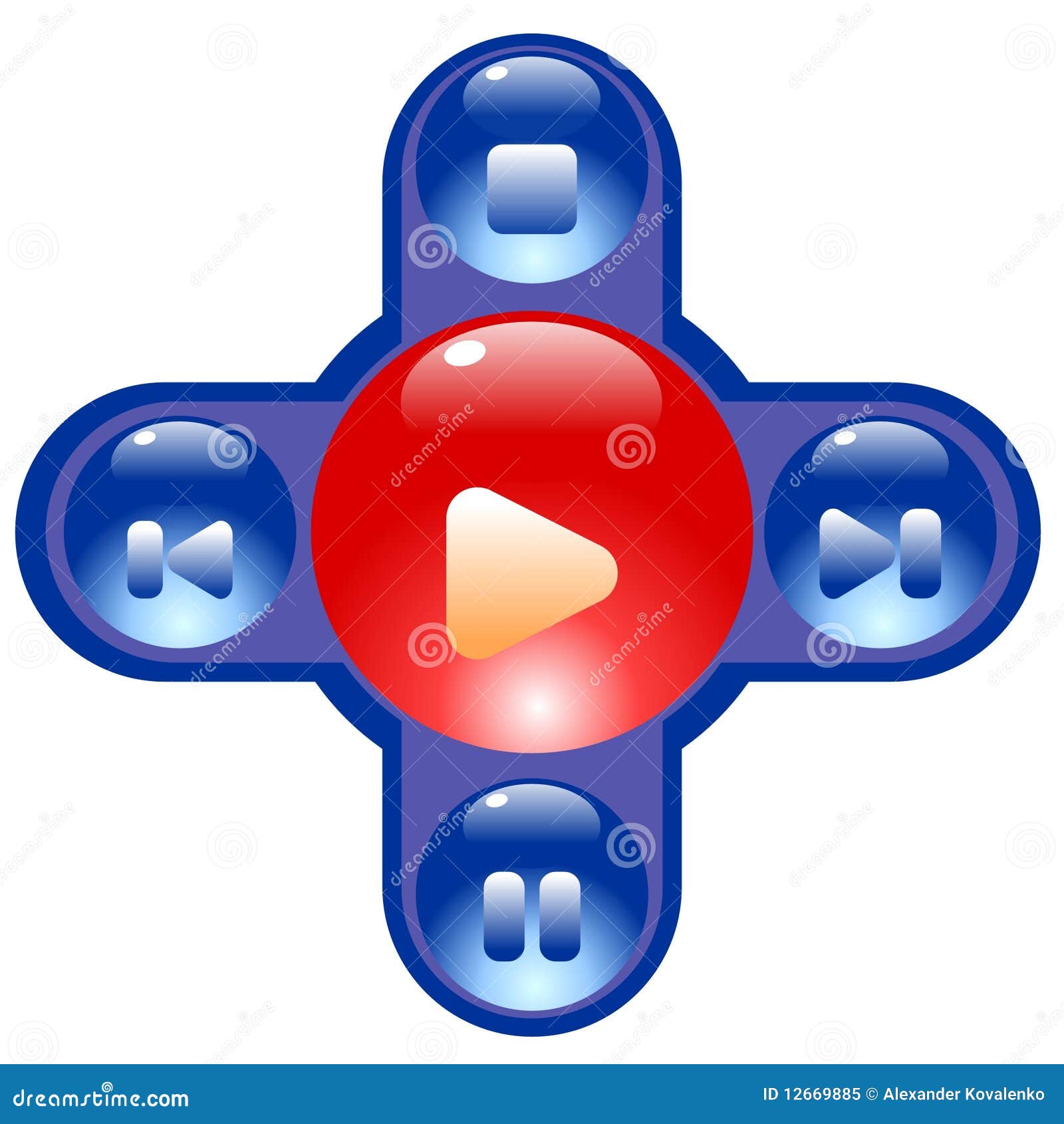 Media buttons stock vector. Illustration of blue, remote - 12669885