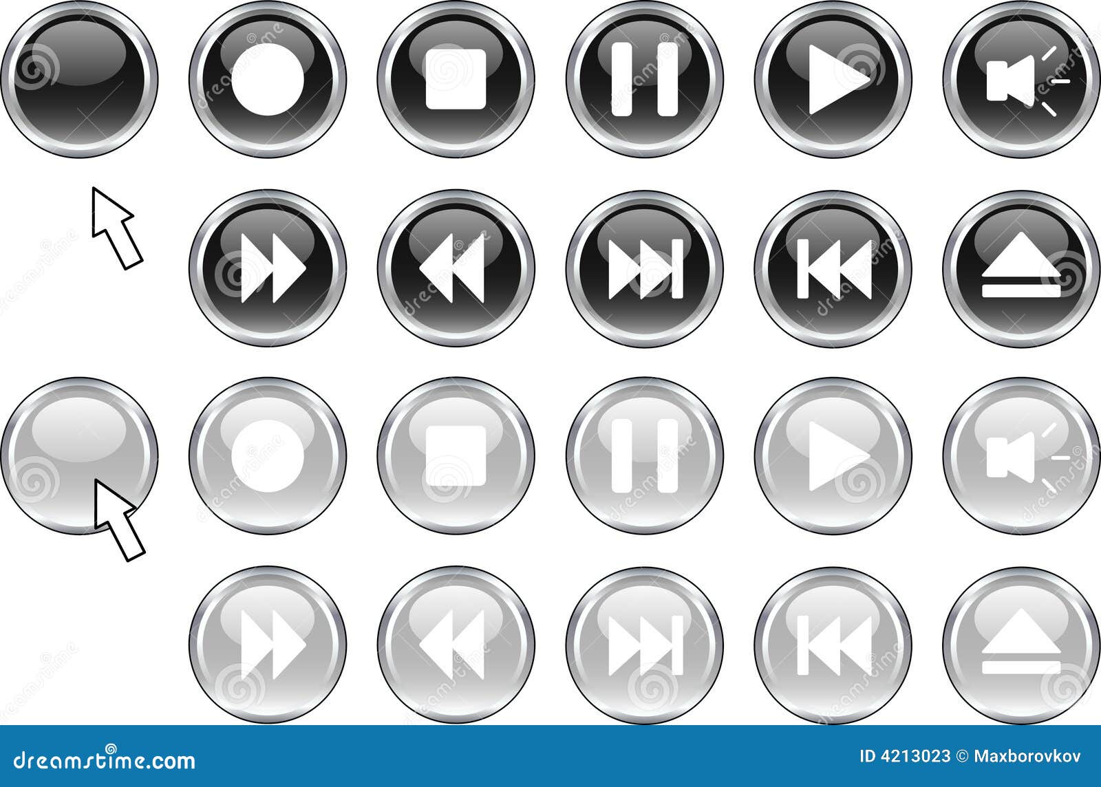 Media buttons. stock vector. Illustration of eject, arrow - 4213023
