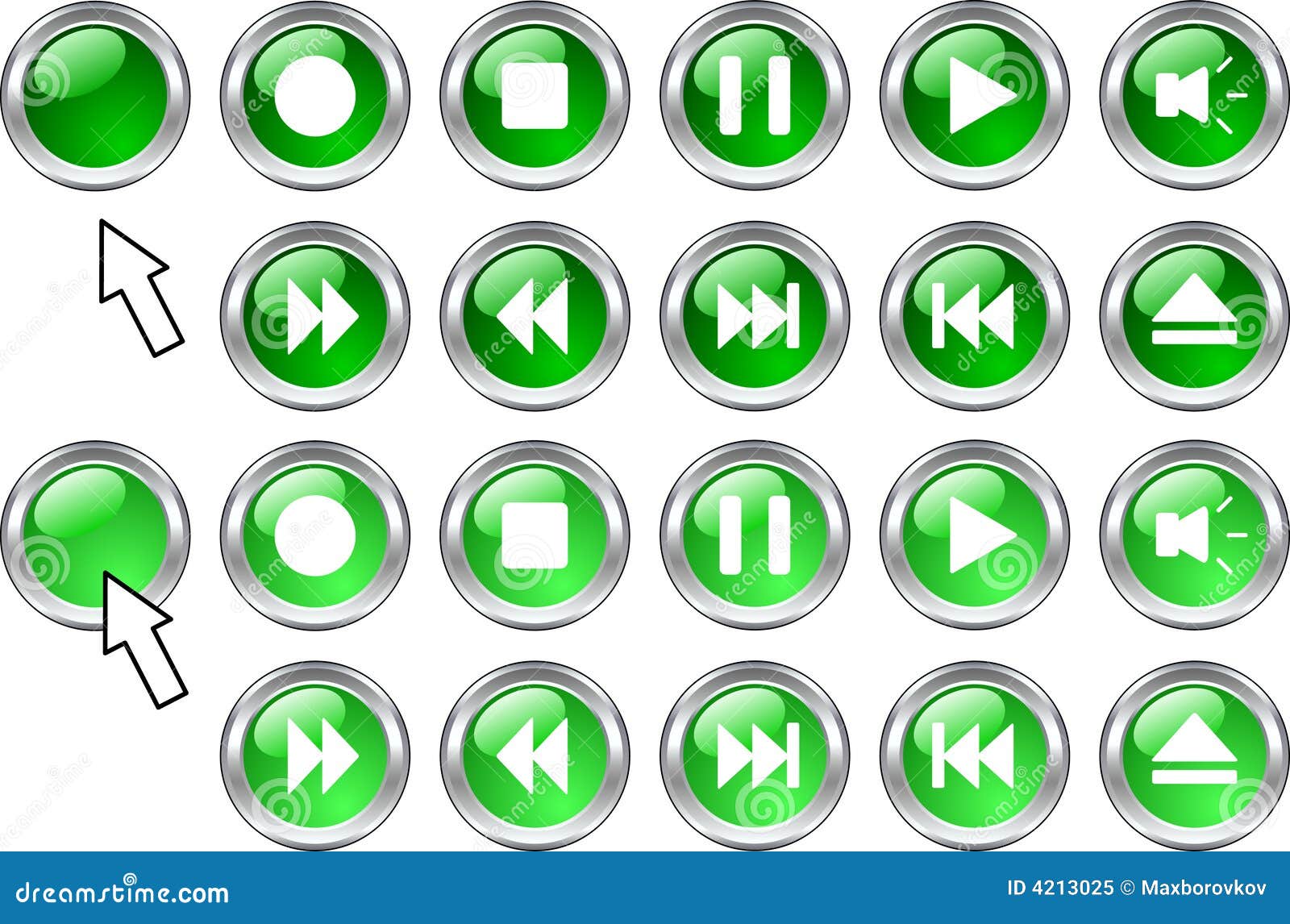 Media buttons. stock vector. Illustration of button, circle - 4213025