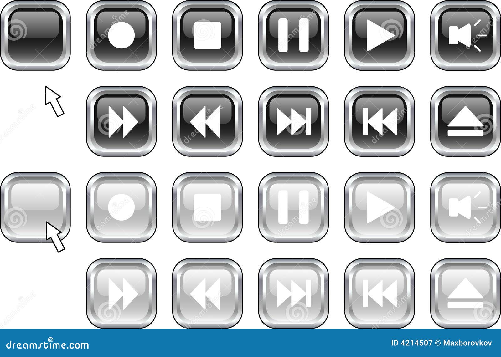 Media buttons. stock vector. Illustration of icon, multimedia - 4214507