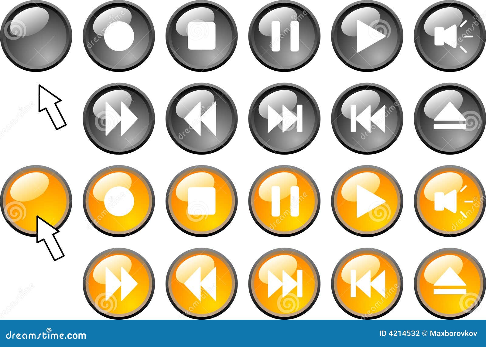 Media buttons. stock vector. Illustration of icon, grey - 4214532