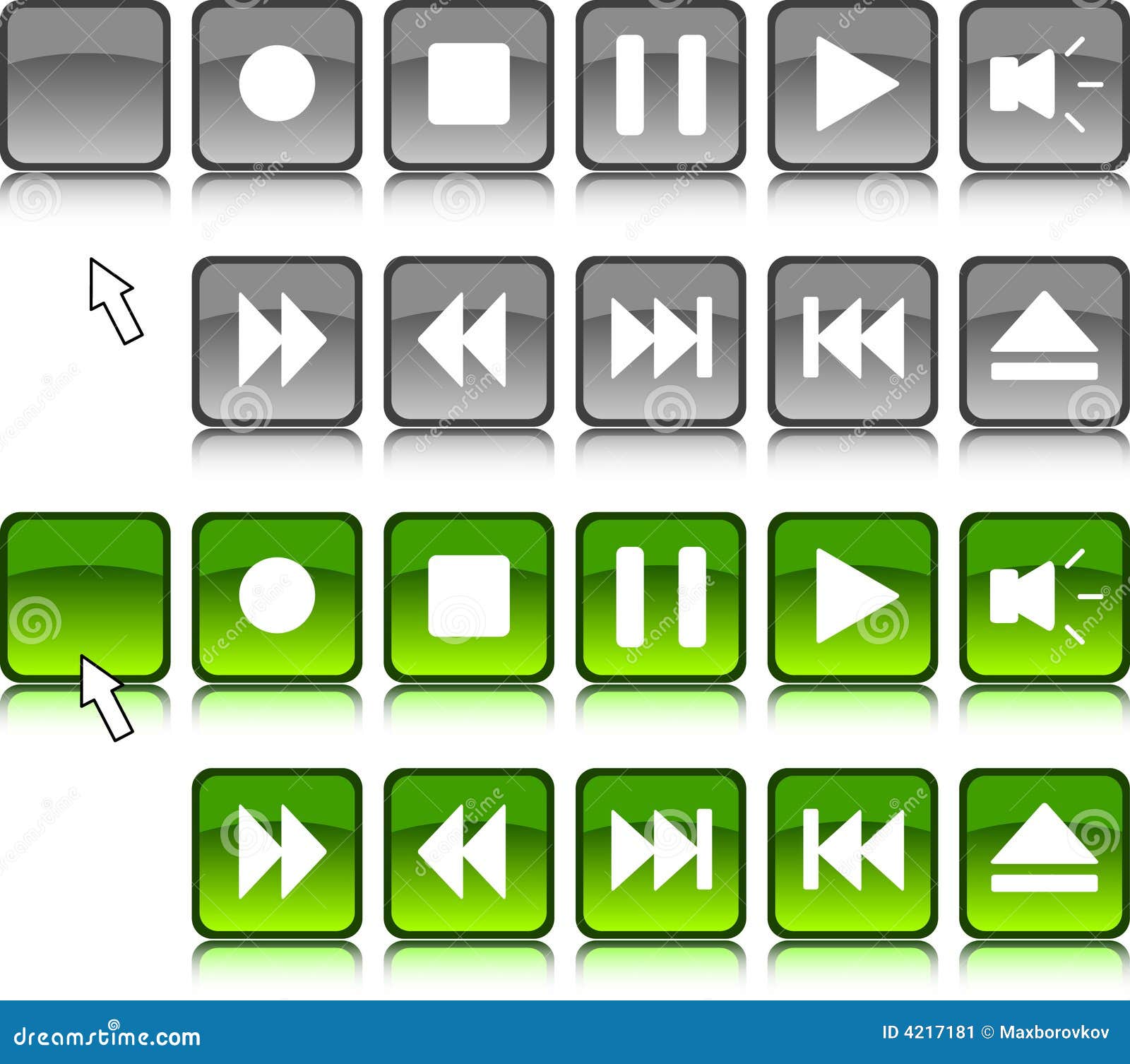 Media buttons. stock vector. Illustration of grey, light - 4217181