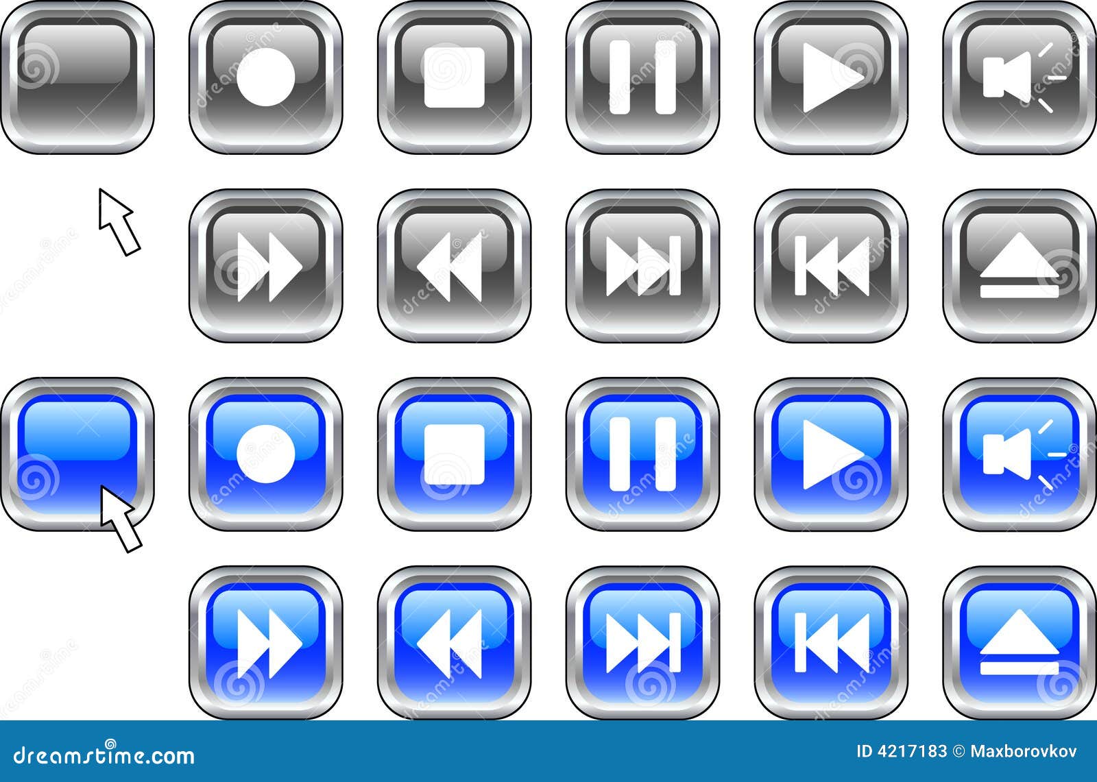 Media buttons. stock vector. Illustration of internet - 4217183