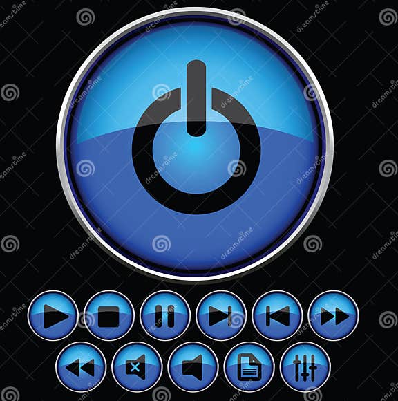 Media buttons stock vector. Illustration of lustred, glossy - 7115746