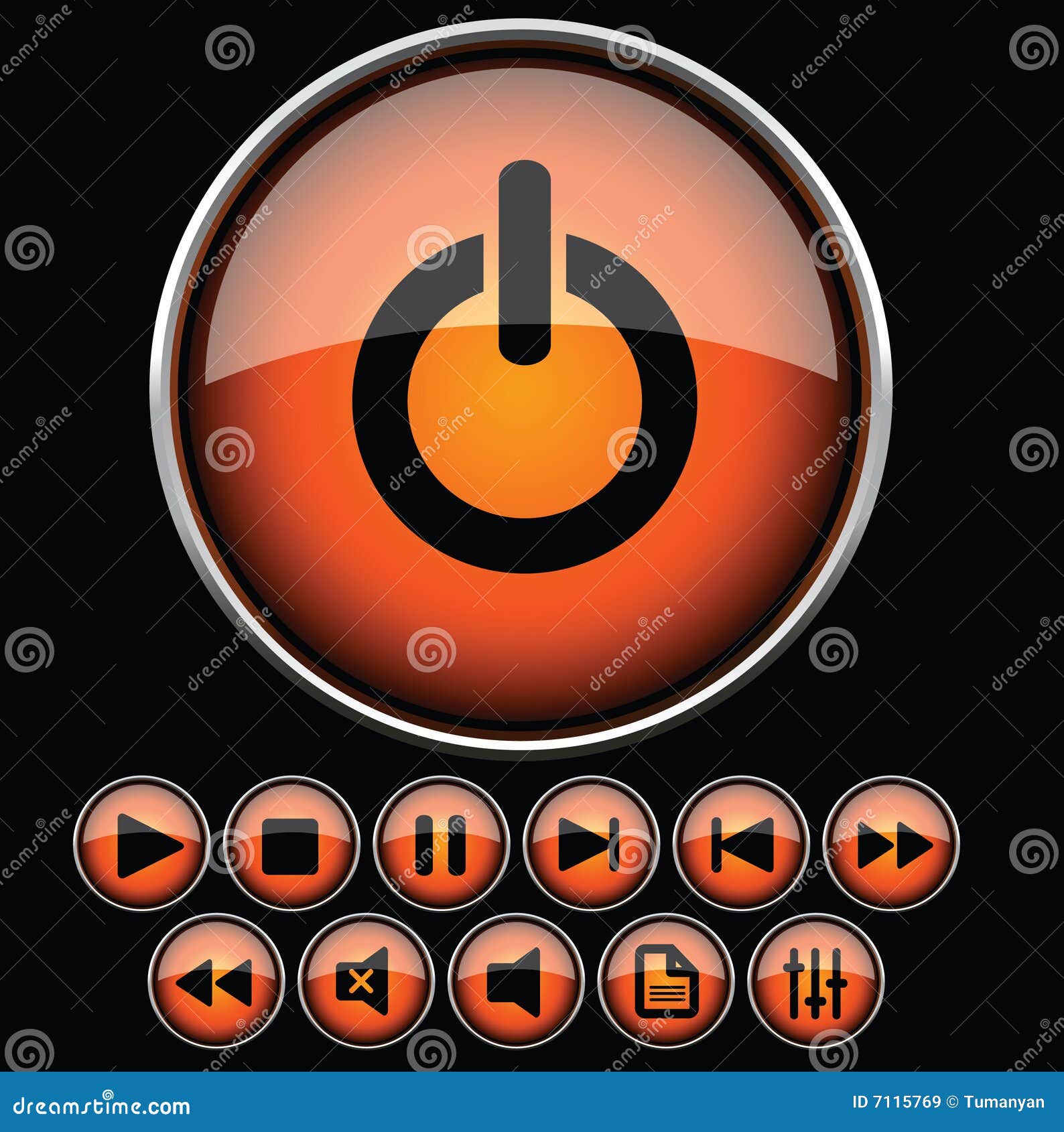 Media buttons stock vector. Illustration of element, next - 7115769