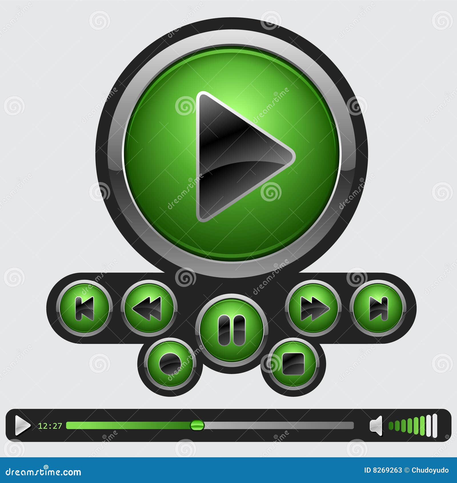 Media buttons stock vector. Illustration of button, isolated - 8269263