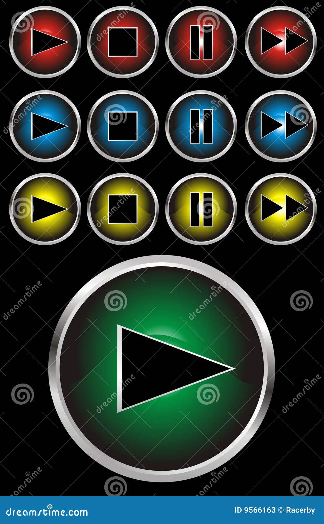 Media buttons stock vector. Illustration of blue, forward - 9566163