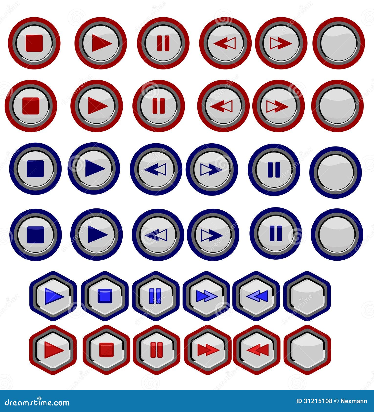 Media buttons stock vector. Illustration of circle, button - 31215108