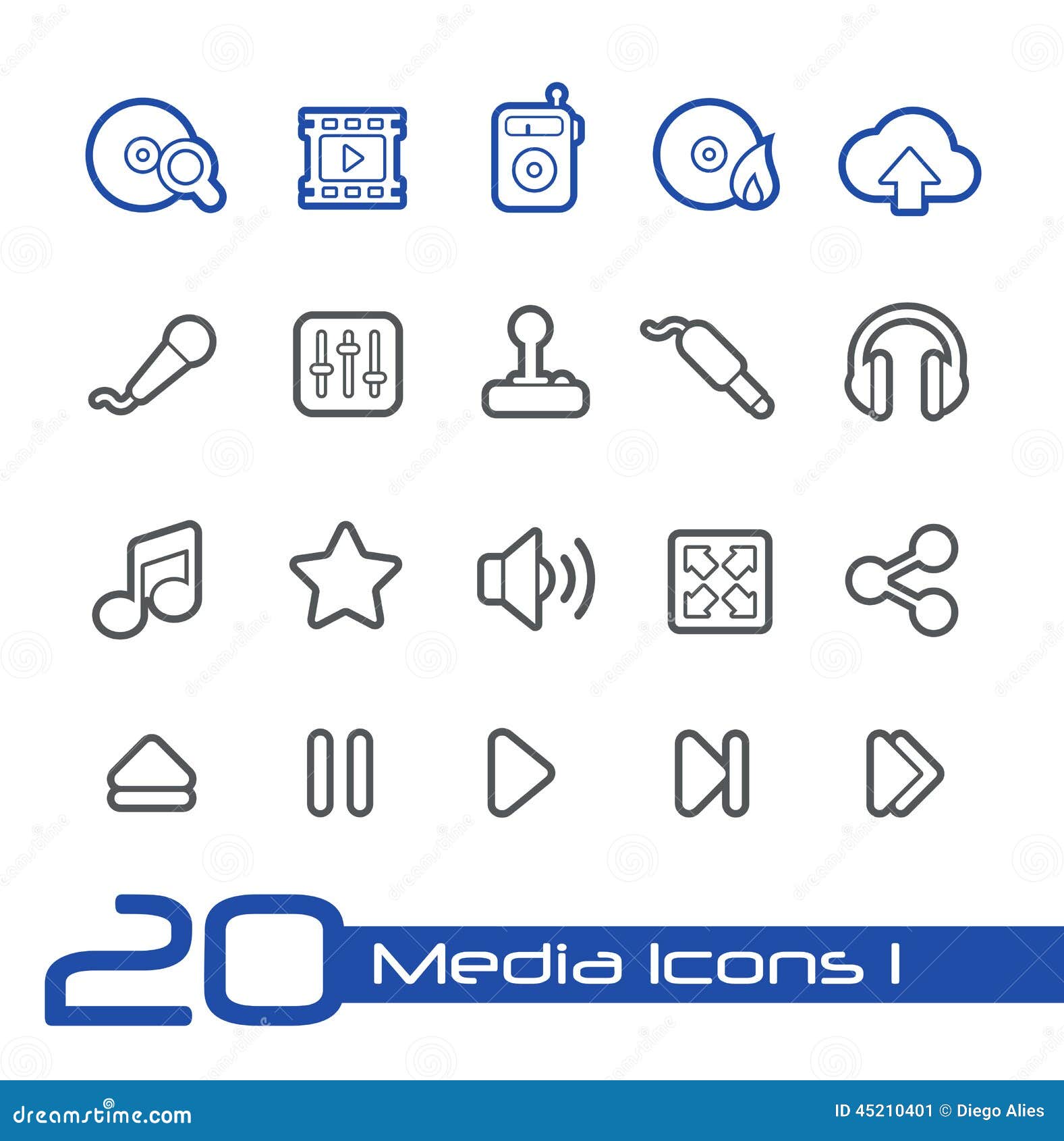 Media Center Icons // Line Series Stock Vector - Illustration of ...