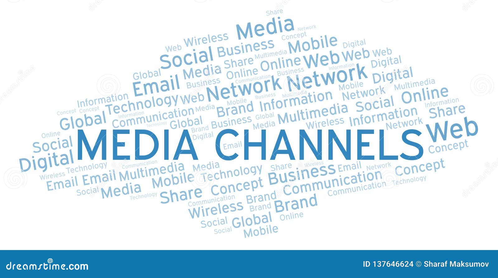 Media Channels word cloud stock illustration. Illustration of rendering ...
