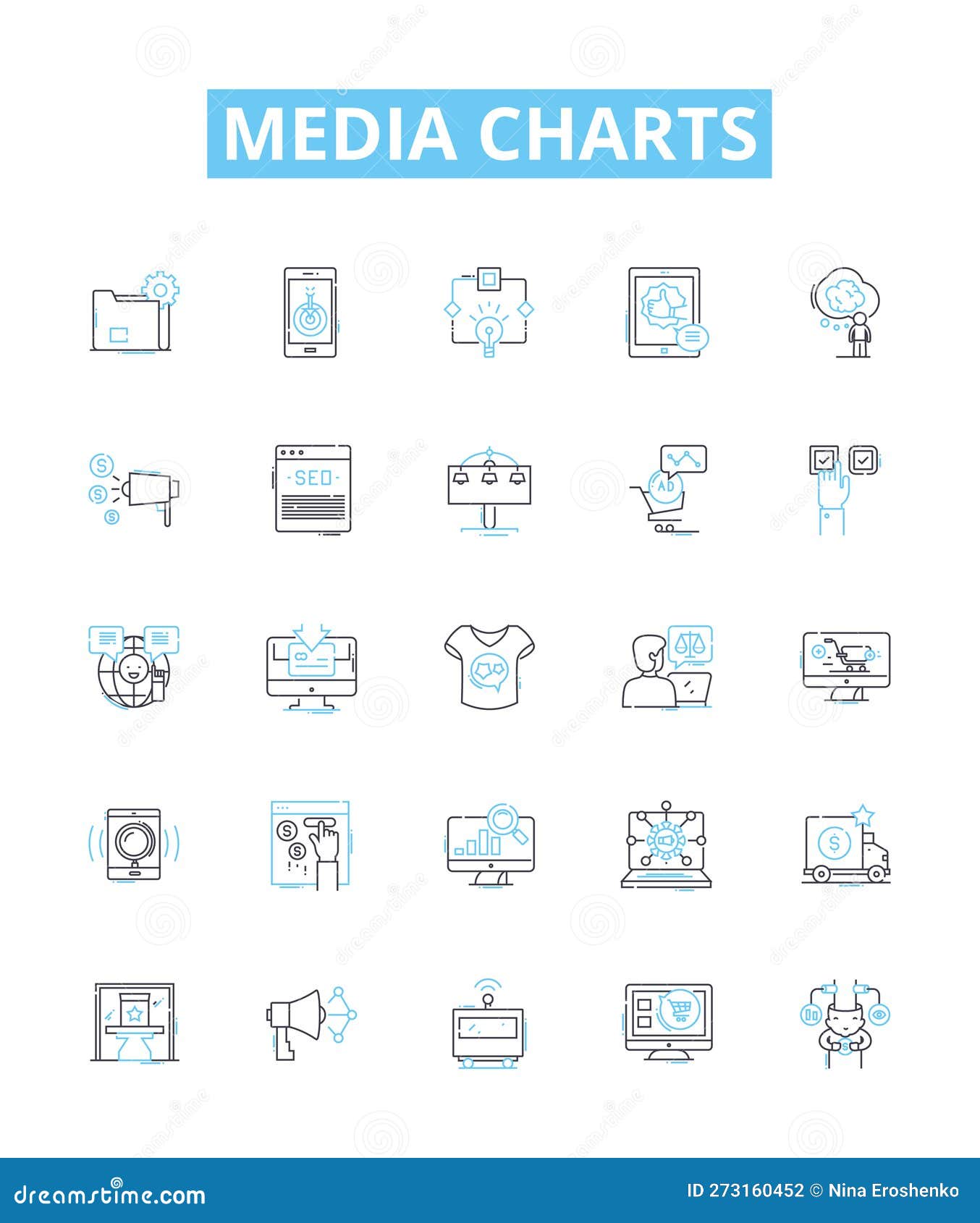 Media Charts Vector Line Icons Set. Media, Chart, Trends, Ratings, Data ... Media Charts Vector Line Icons Set. Media, Chart, Trends, Ratings, Data ...