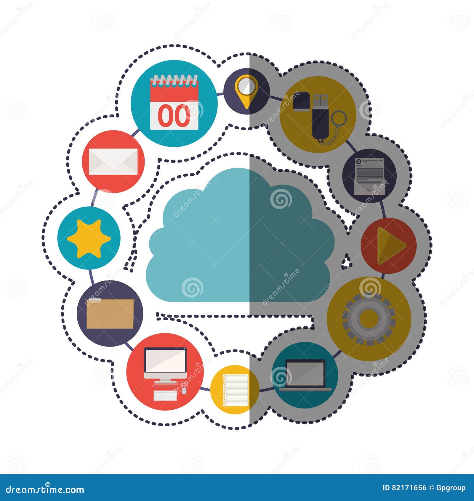Media and Cloud Computing Design Stock Vector - Illustration of future ...