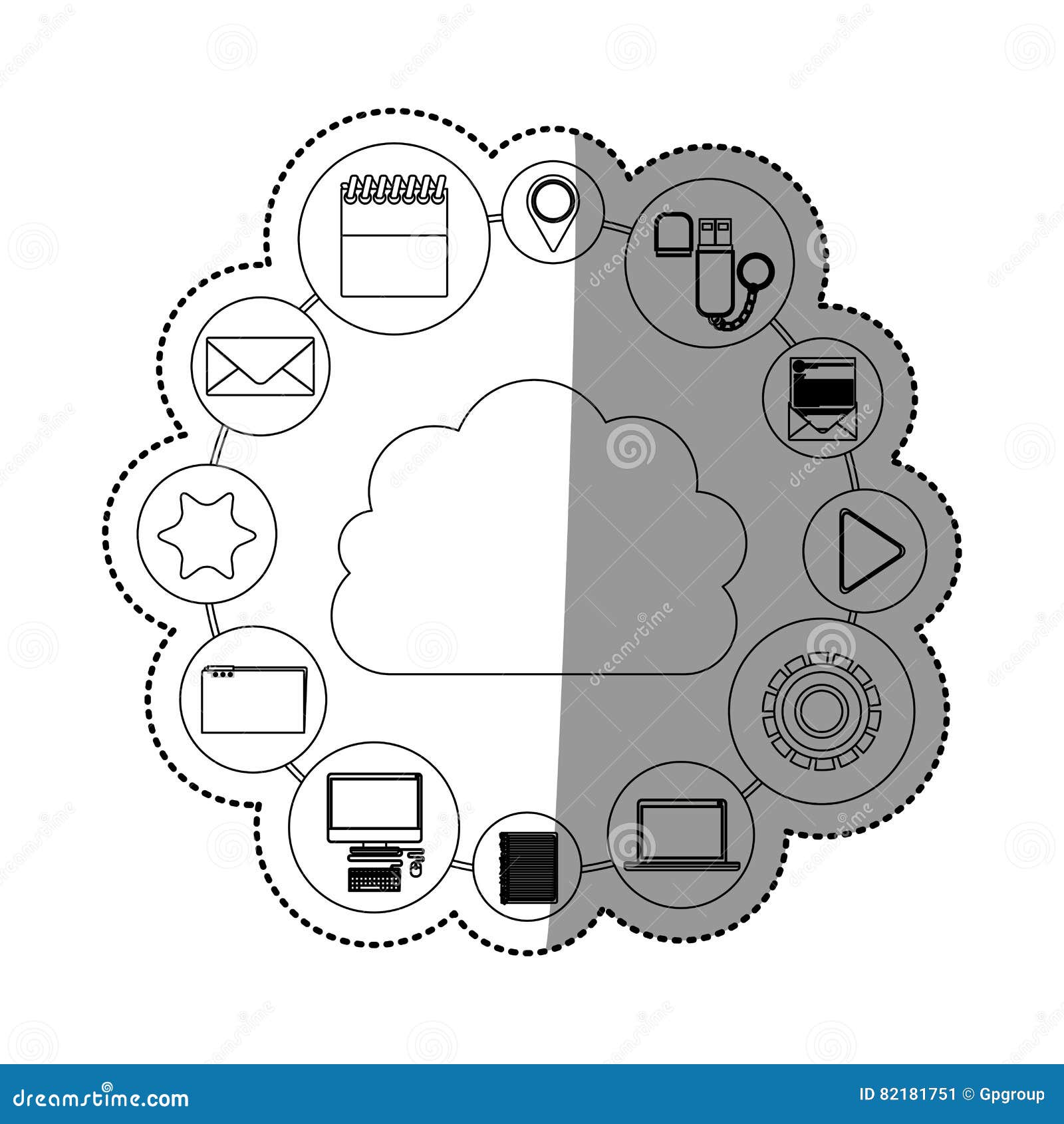 Media and Cloud Computing Design Stock Vector - Illustration of ...