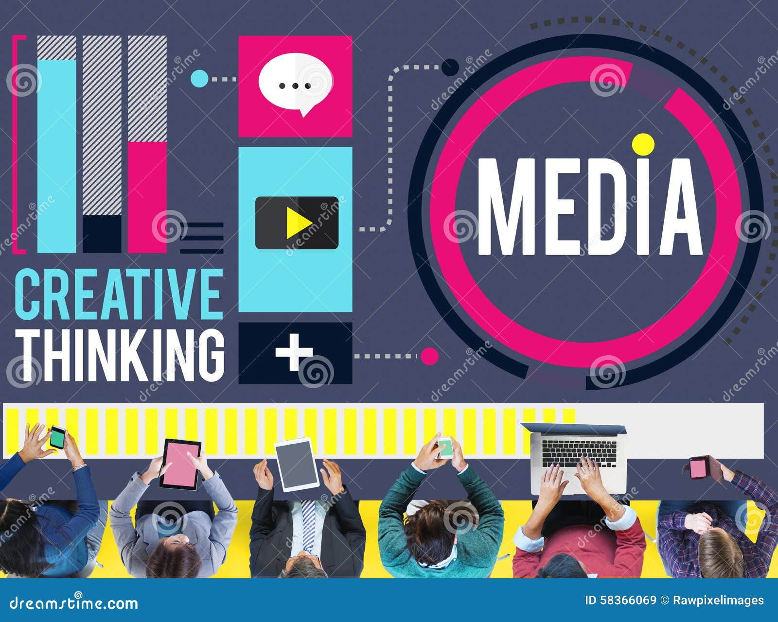 Media Communication Connect Creative Thinking Concept Stock ...