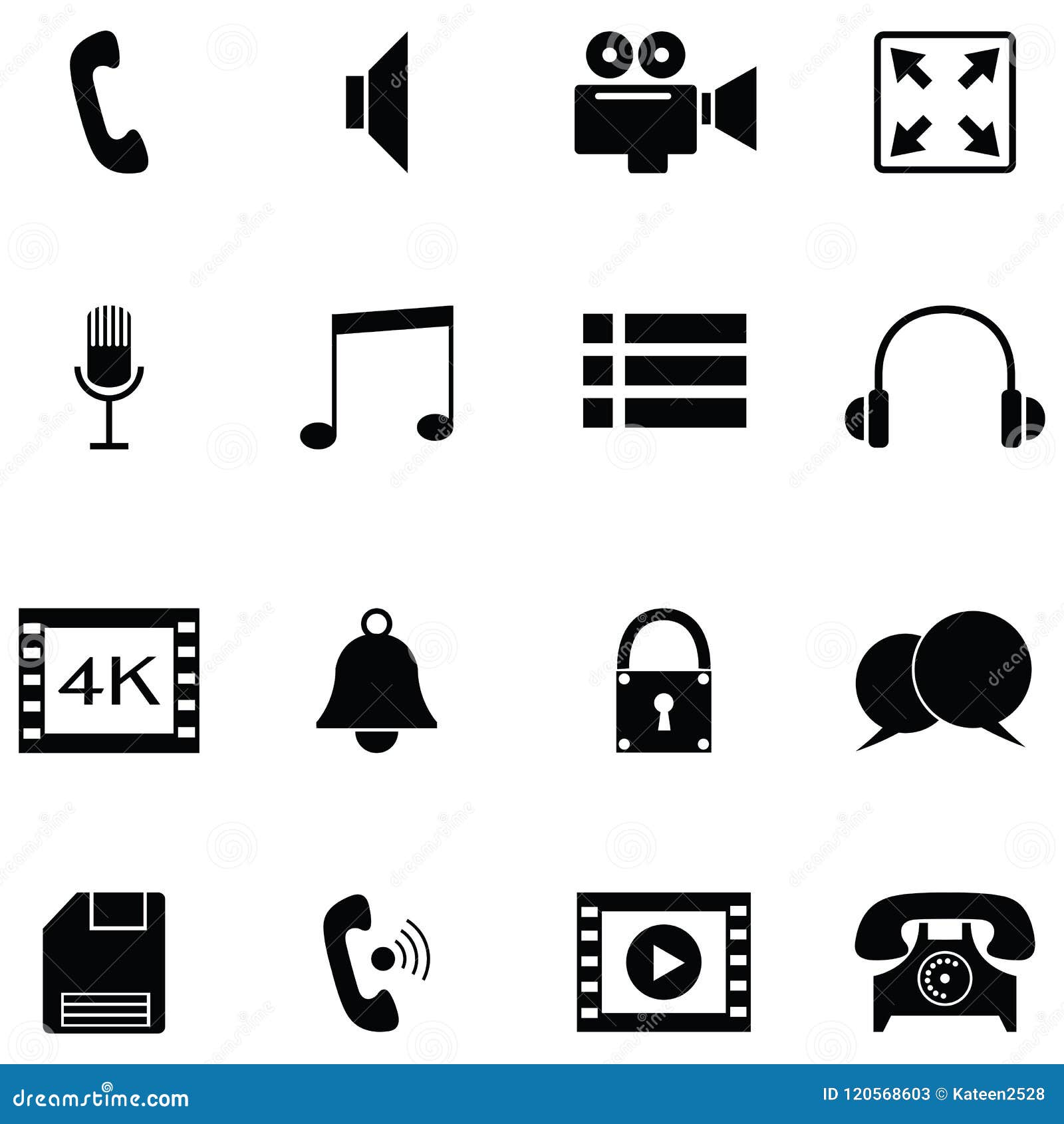 Media and Communication Icon Set Stock Vector - Illustration of play ...