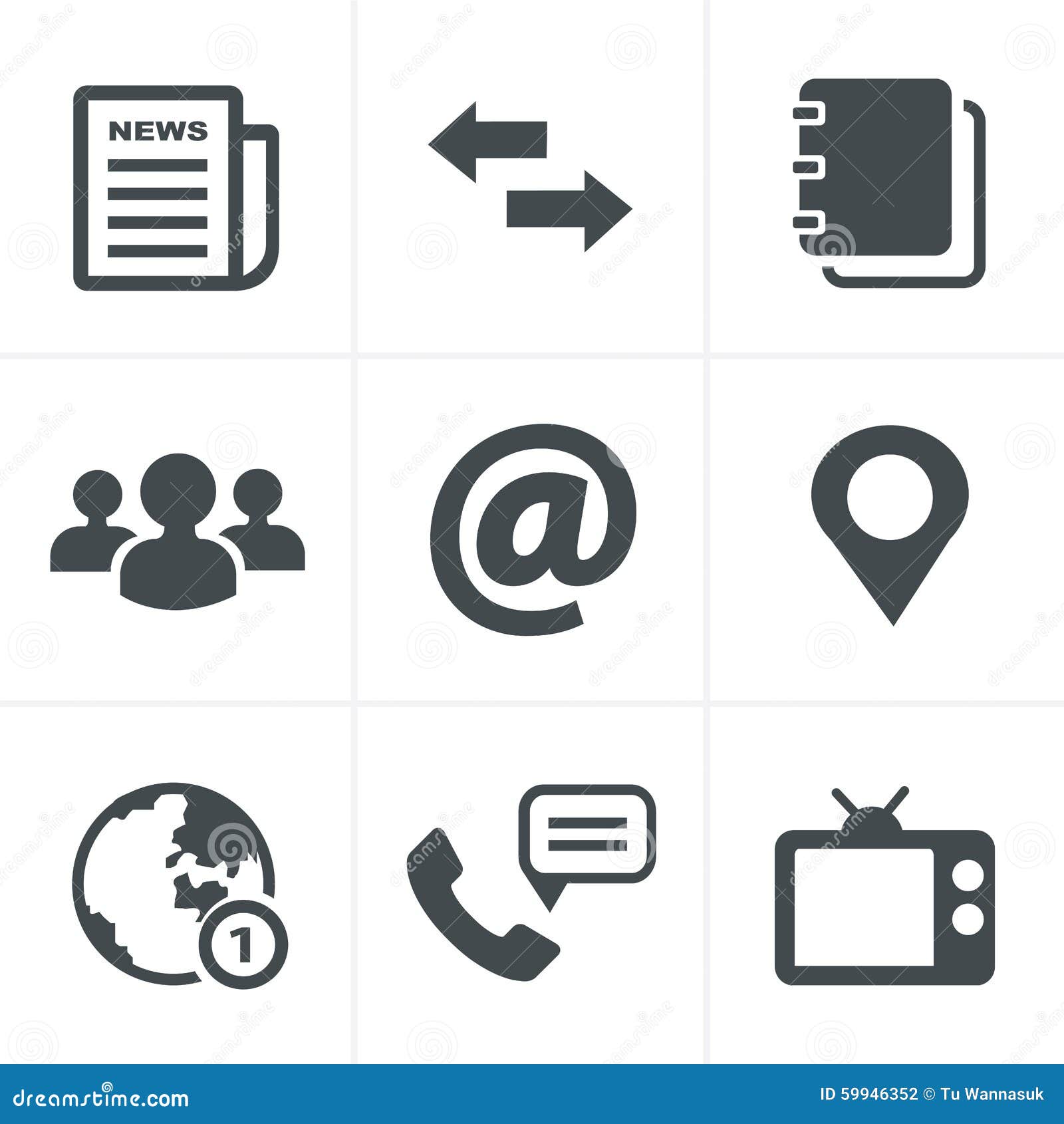Media and Communication Icons Stock Illustration - Illustration of ...