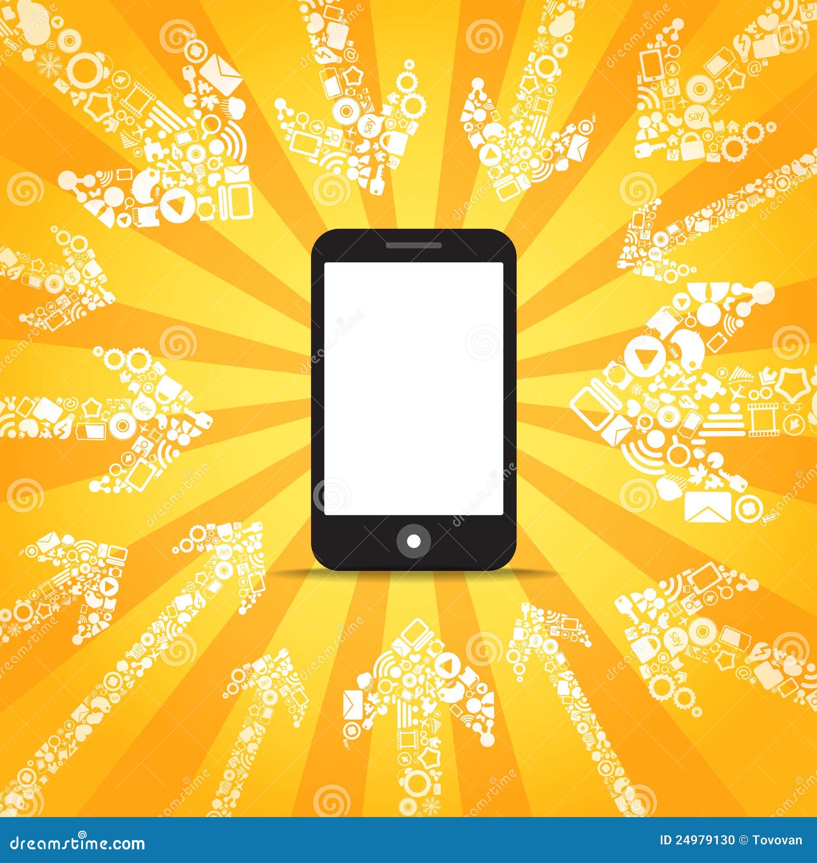 Media Content Goes To Modern Mobile Phone Stock Vector - Illustration ...