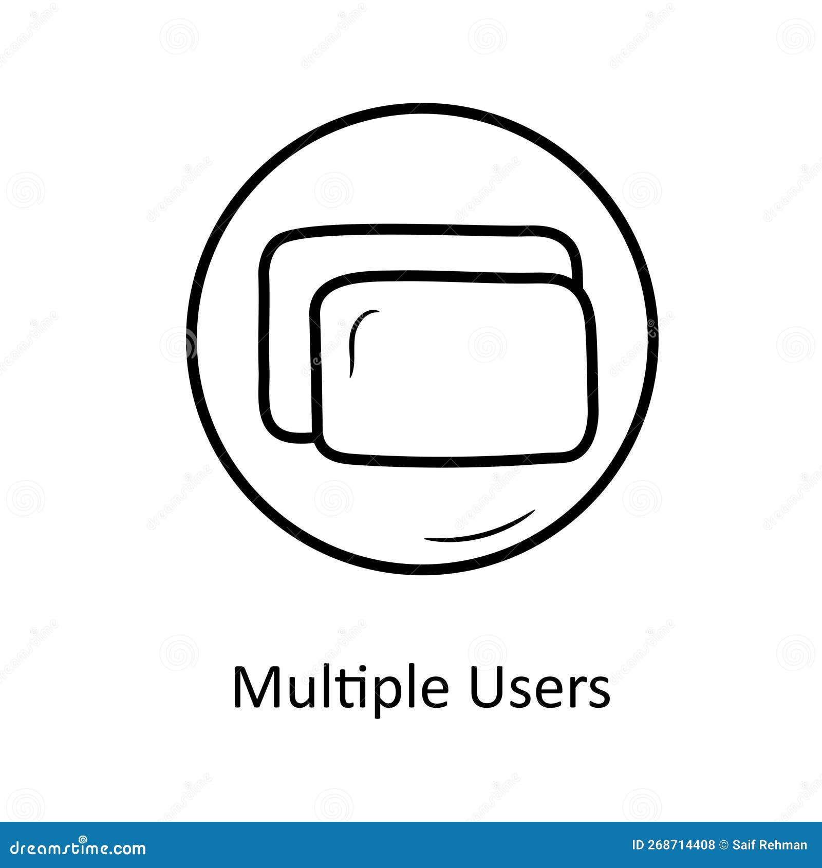 Multiple Users Solid Fill Outline Icon Design Illustration. Media ...