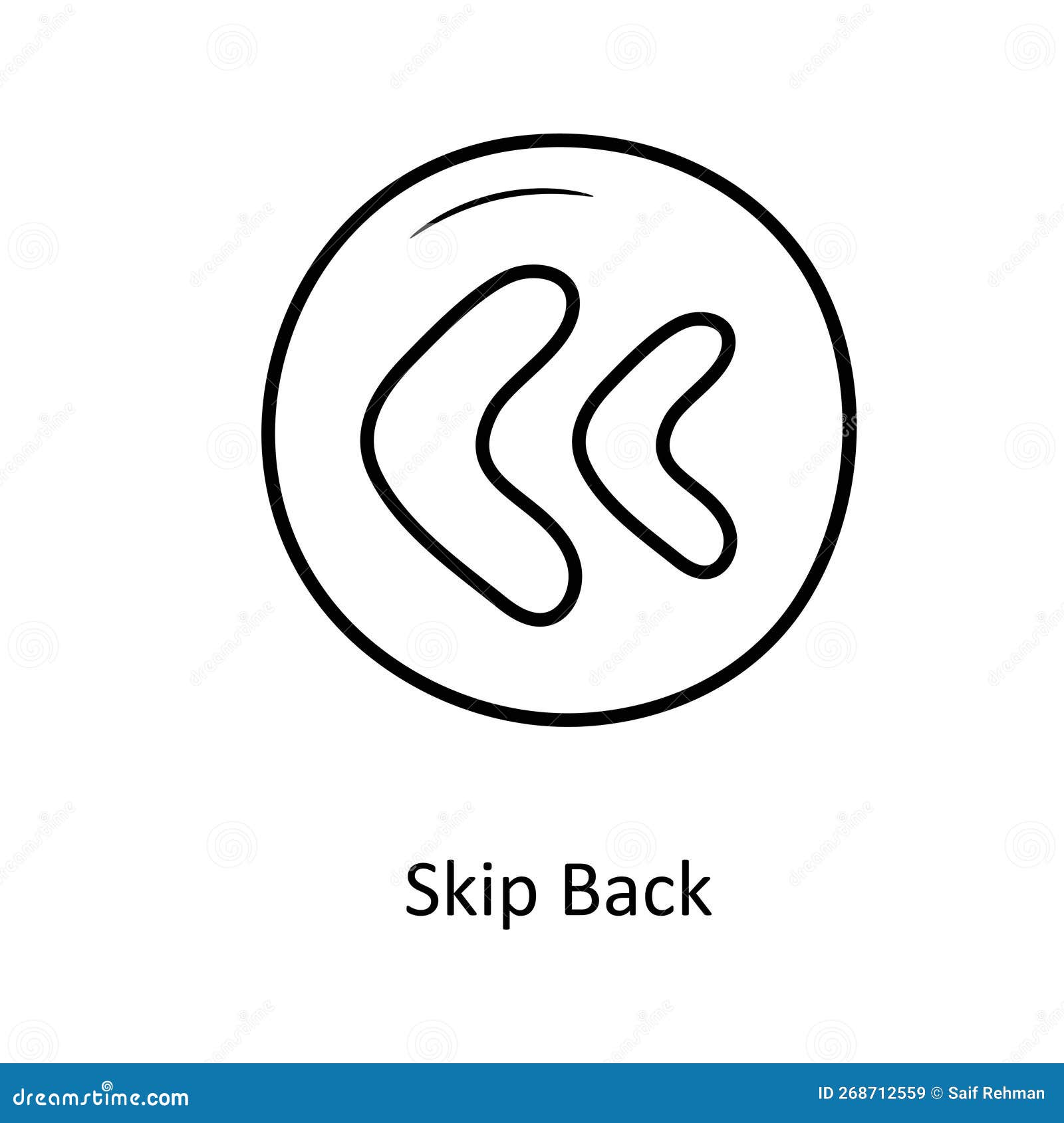 Skip Back Solid Fill Outline Icon Design Illustration. Media Control ...