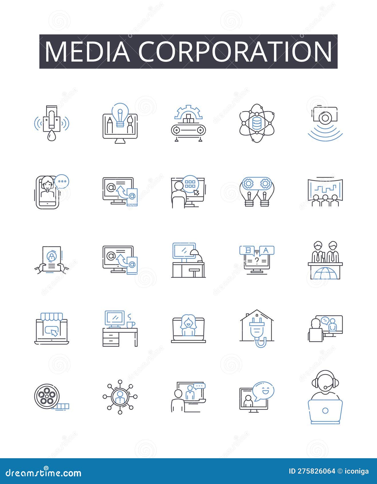 Communication Conglomerate Line Icons Collection. Media, Broadcasting ... Communication Conglomerate Line Icons Collection. Media, Broadcasting ...