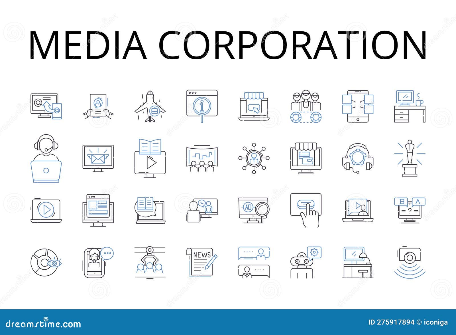 Communication Conglomerate Line Icons Collection. Media, Broadcasting ... Communication Conglomerate Line Icons Collection. Media, Broadcasting ...