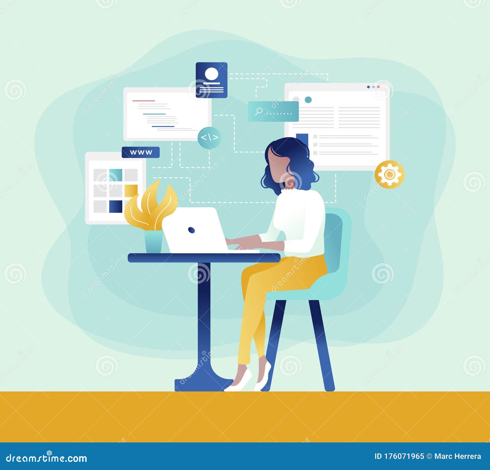 Media Developer Female in Office Stock Illustration - Illustration of ...