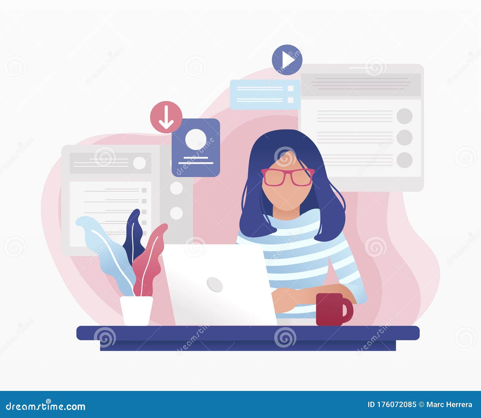 Media Developer Female in Office Stock Illustration - Illustration of ...