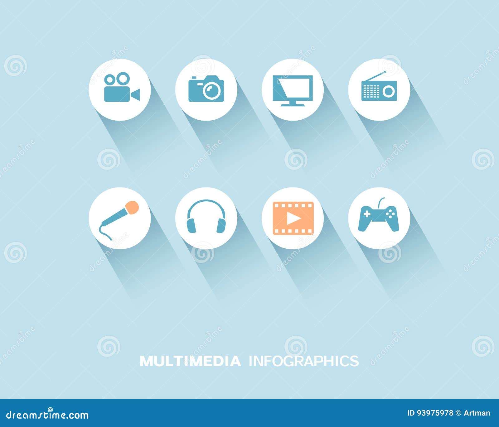 Media Device Infographic with Flat Icons Set Stock Vector ...