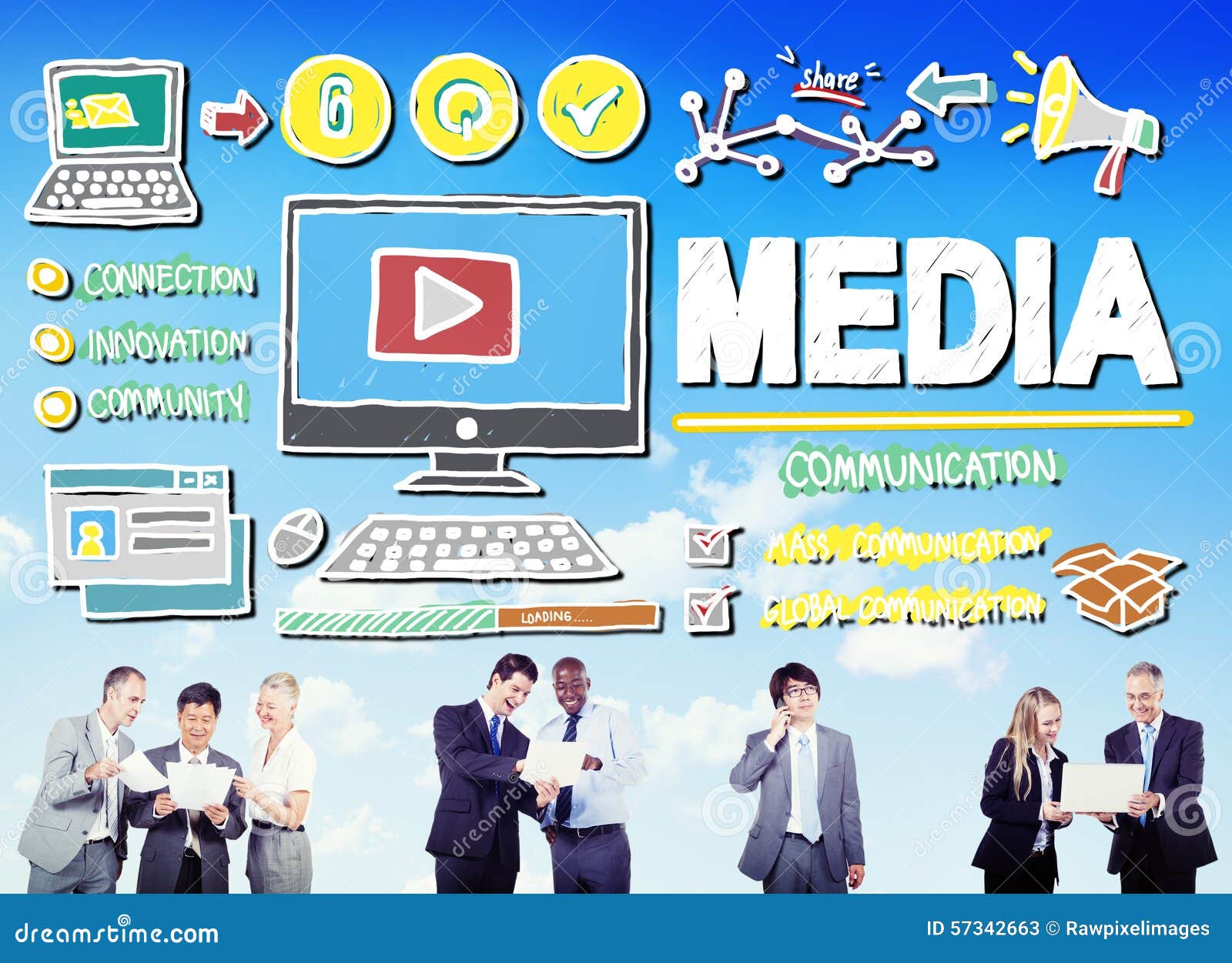 Media Devices Mess Communication Multimedia Concept Stock Illustration ...