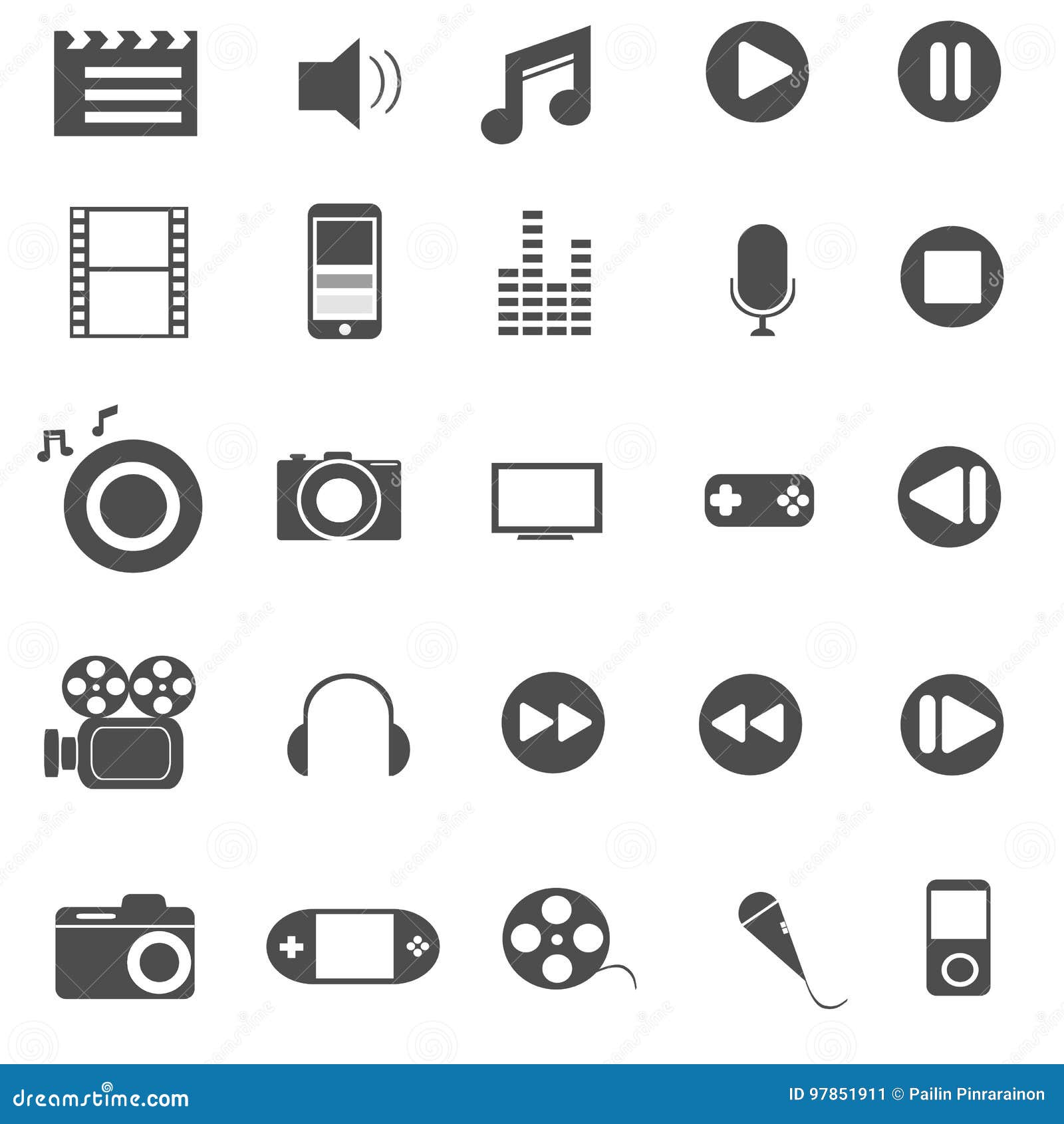 Media and Entertainment Icons Set Vector Stock Vector - Illustration of ...