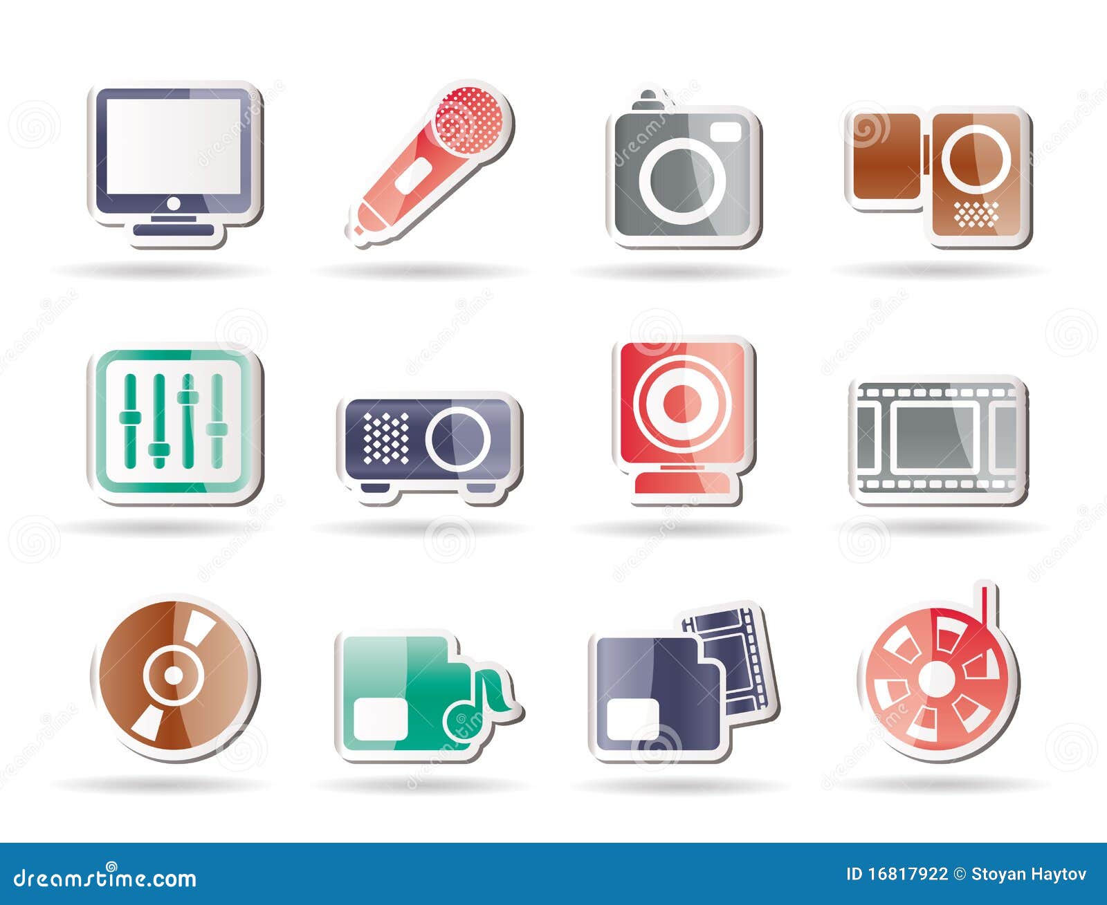 Media equipment icons stock vector. Illustration of movie - 16817922