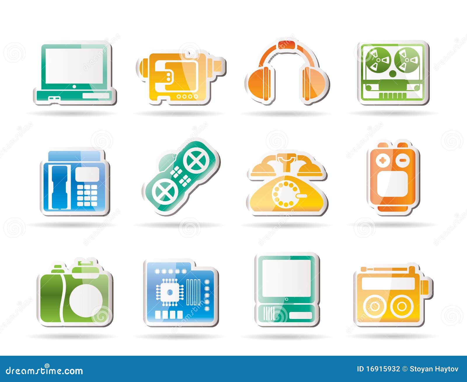 Media equipment icons stock vector. Illustration of microphone - 16915932