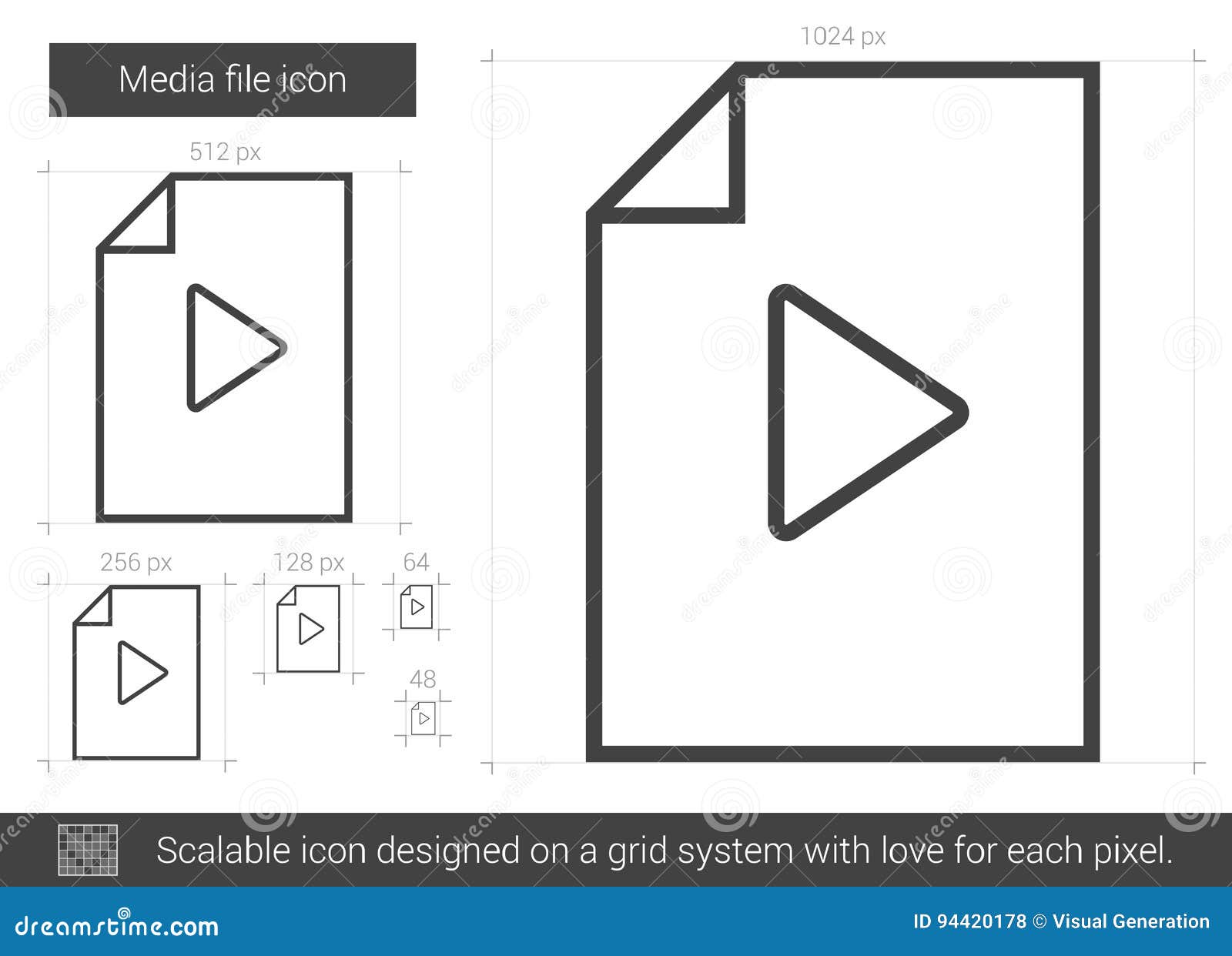 Media file line icon. stock vector. Illustration of graphic - 94420178