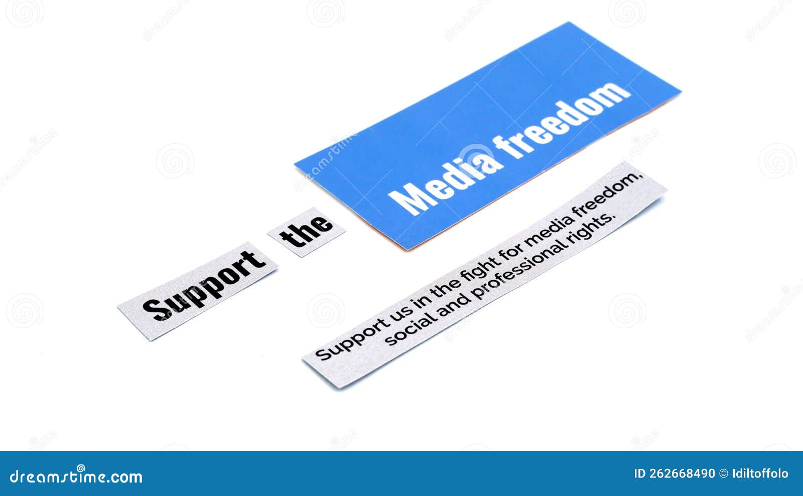 Media Freedom Concept with Text Pieces on an Isolated Background Stock ...