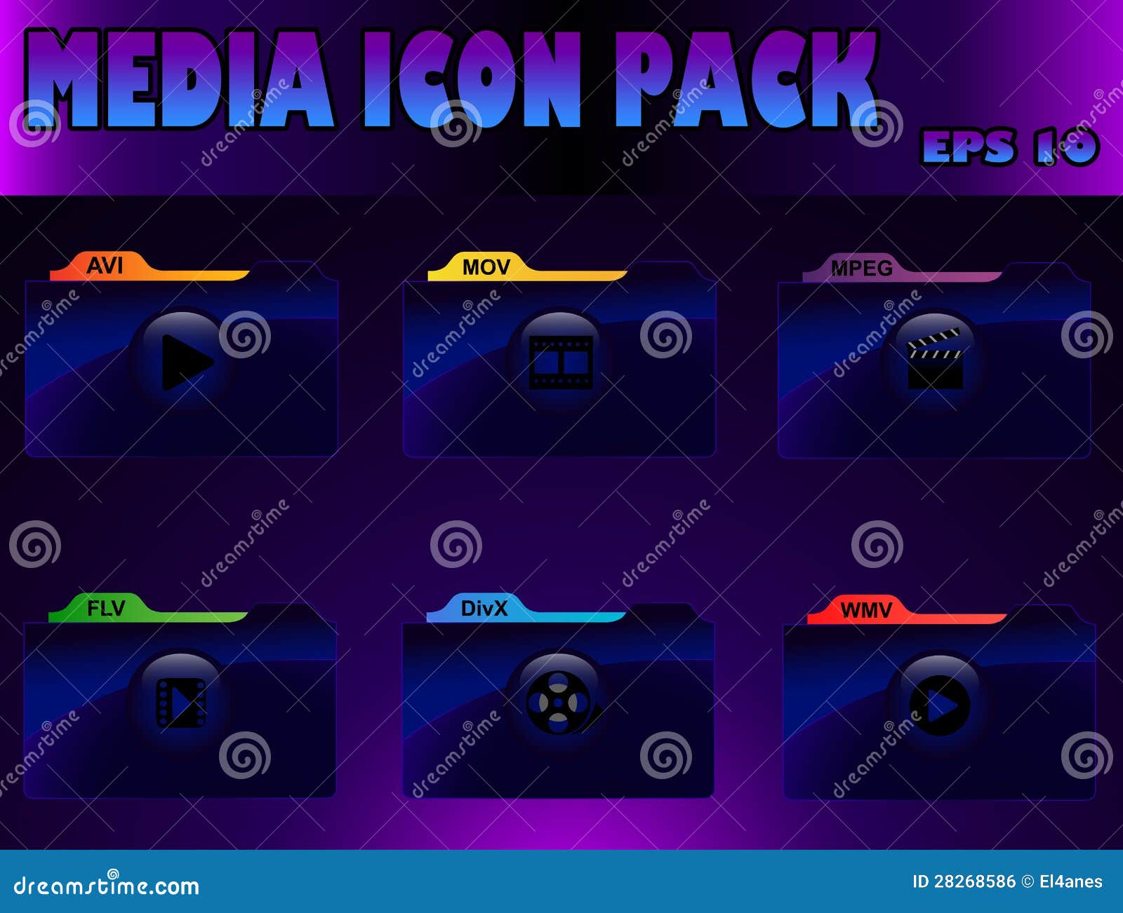 Media icon pack stock illustration. Illustration of format - 28268586